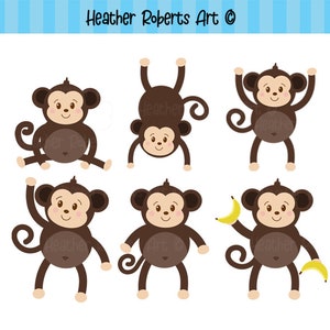14 PACK Monkeys Clipart Set - PNG JPEG Cute Monkeys, Monkey, Baby ...