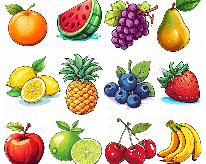 Fruits PNG, Clipart Set of Strawberry, Apple, Cherries, Orange, Orange ...