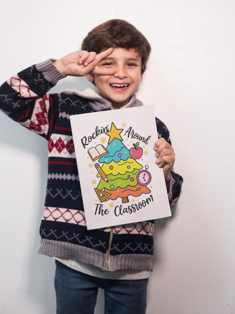 Rockin' Around the Classroom PNG, Teacher Christmas PNG, Teacher ...