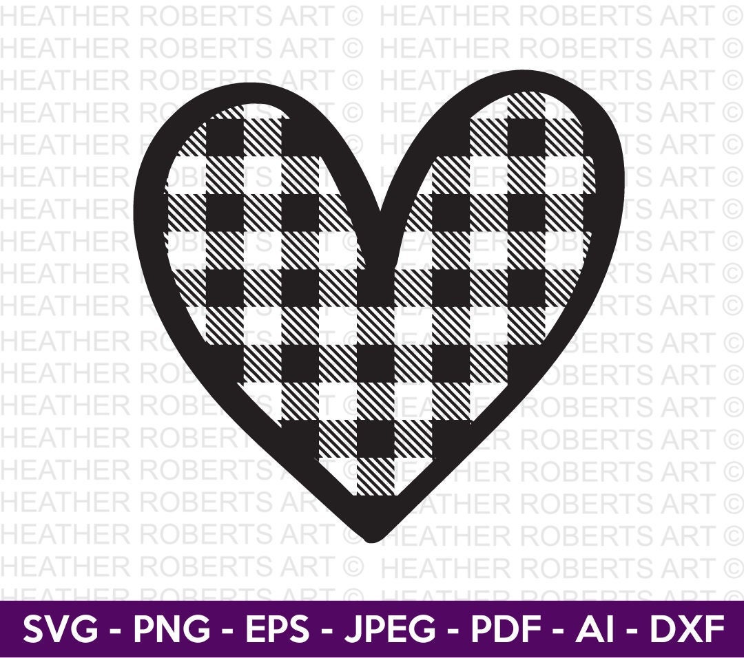 Plaid Heart SVG: Hand-drawn Valentine Cut File (digital Download) - Etsy
