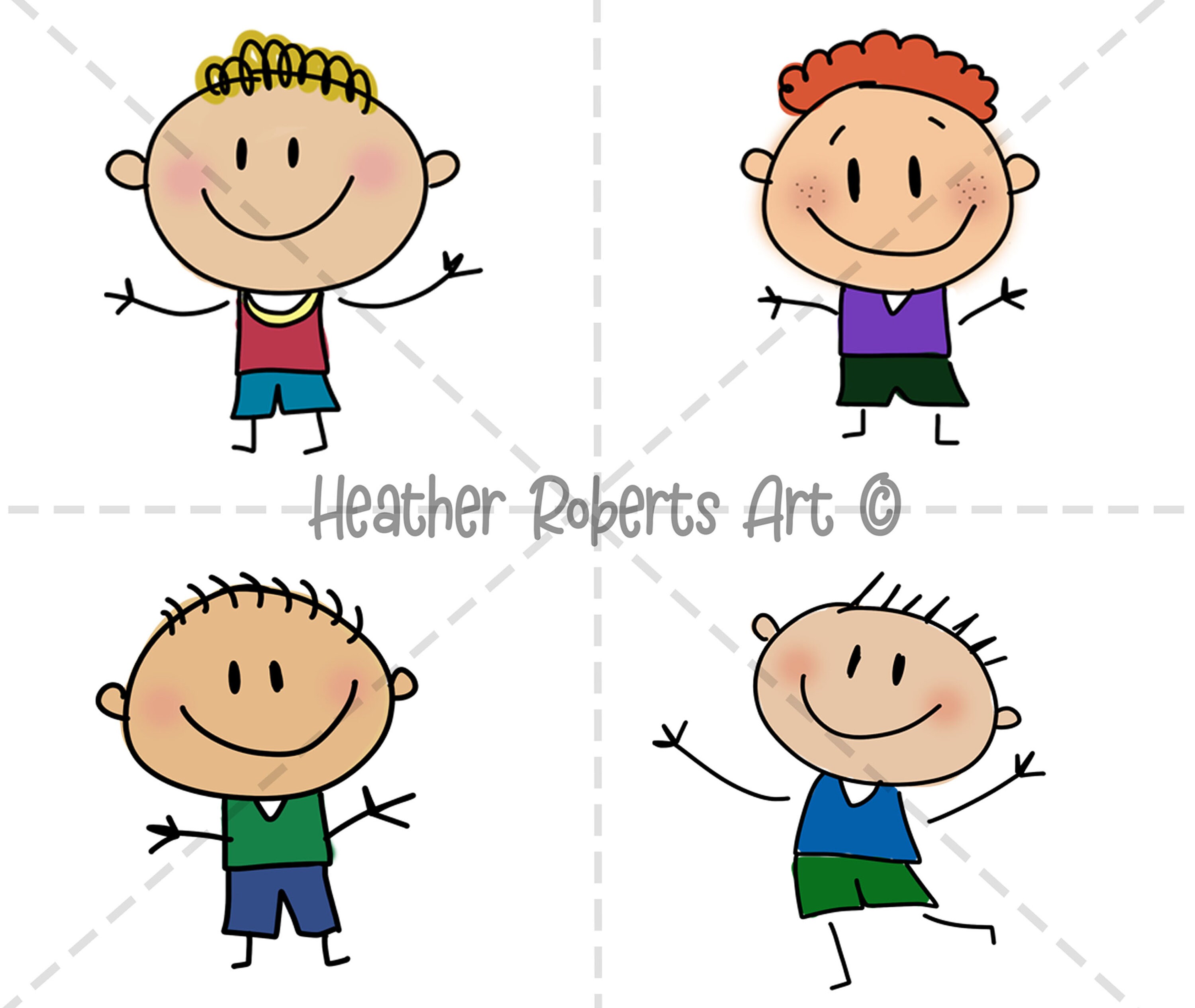 10 PACK Colored Stick Figures Stick Boy Clipart Stick Girl | Etsy