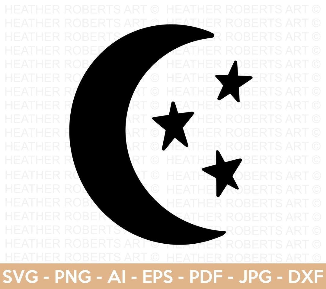 Moon and Stars SVG, Moon SVG, Stars Svg, Sparkle Stars SVG, Star ...