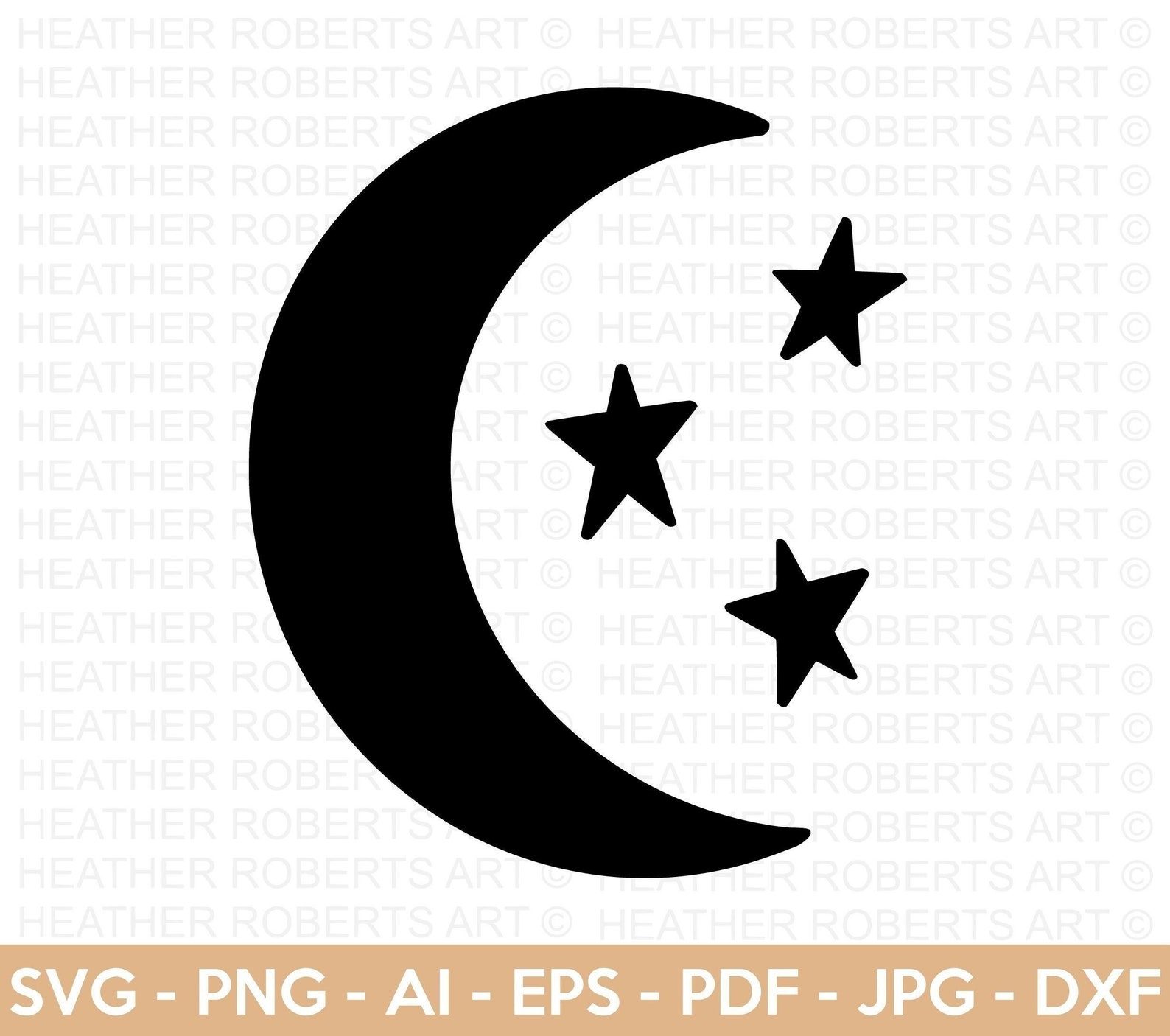Moon and Stars SVG, Moon SVG, Stars Svg, Sparkle Stars SVG, Star ...
