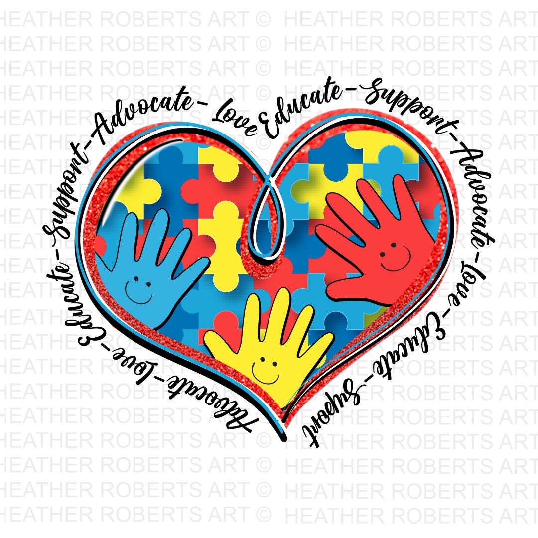Autism Heart PNG, Autism Awareness Sublimation, Autism PNG, Autism ...