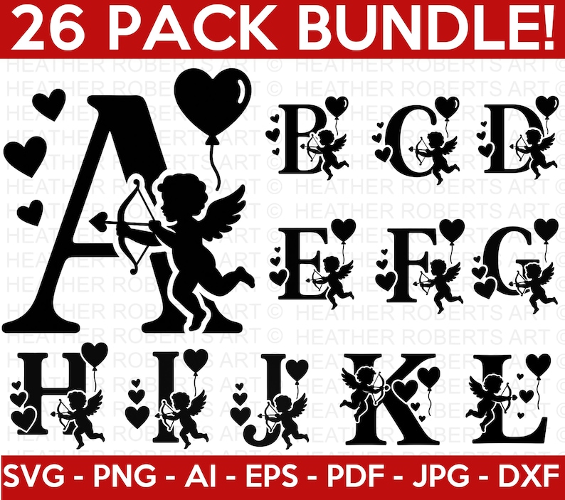 Valentine Monograms SVG Bundle, Valentine Alphabet SVG, Girls ...
