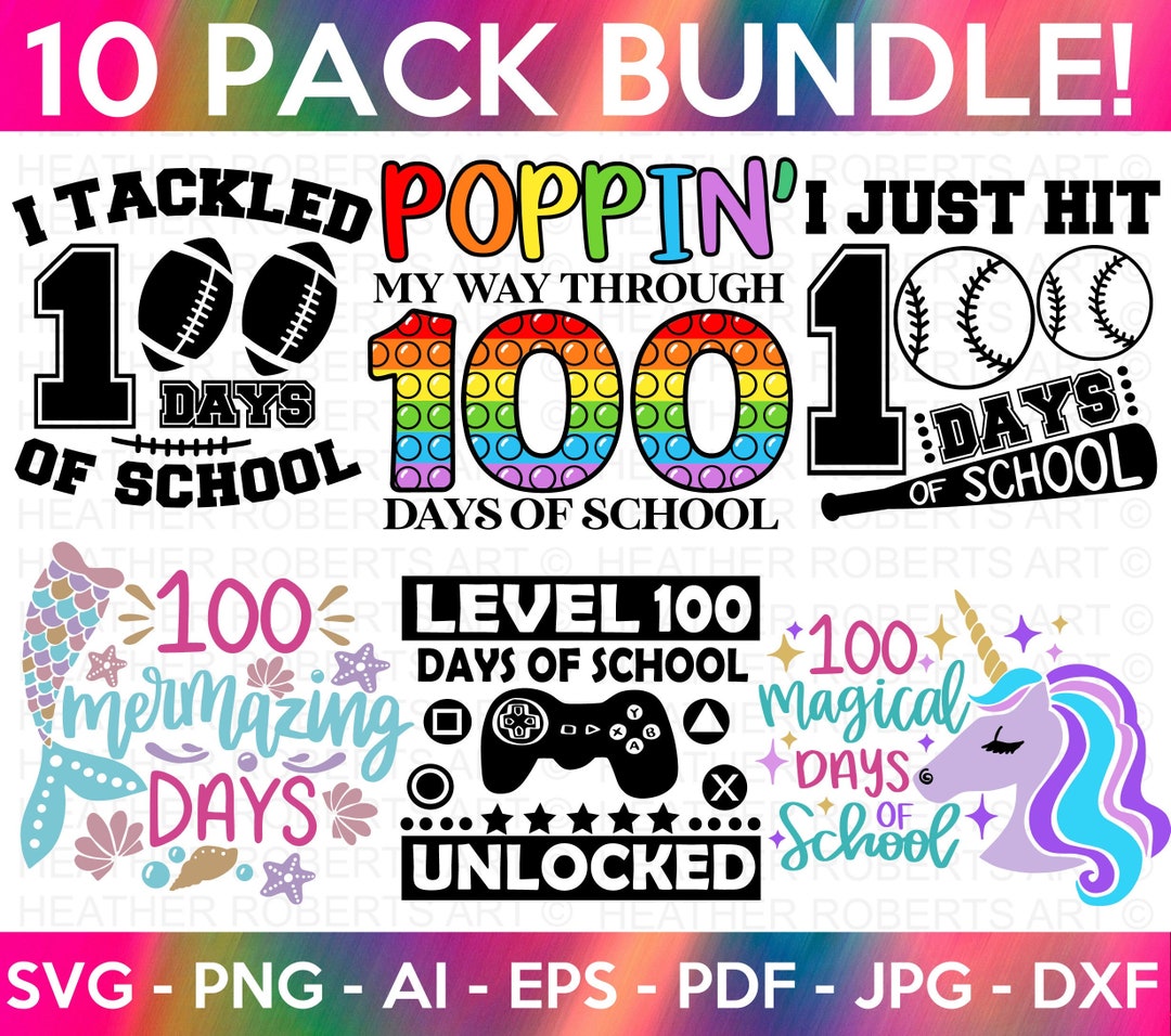 100 Days of School SVG Bundle, 100th Day of School Svg, 100 Days Svg ...