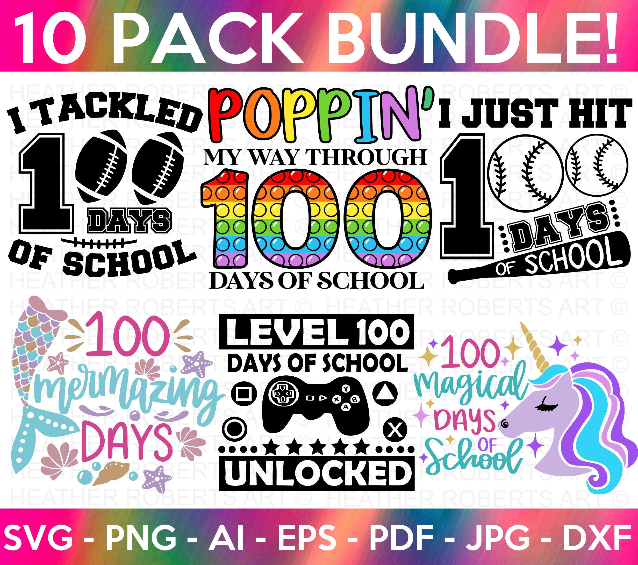 100 Days of School SVG Bundle 100th Day of School Svg 100 - Etsy