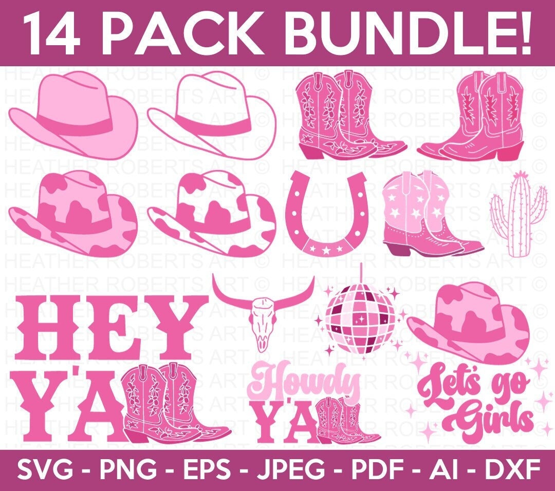 Cowgirl SVG Bundle, Cowgirl Boots Svg, Cowgirl Hat Svg, Let's Go Girls ...