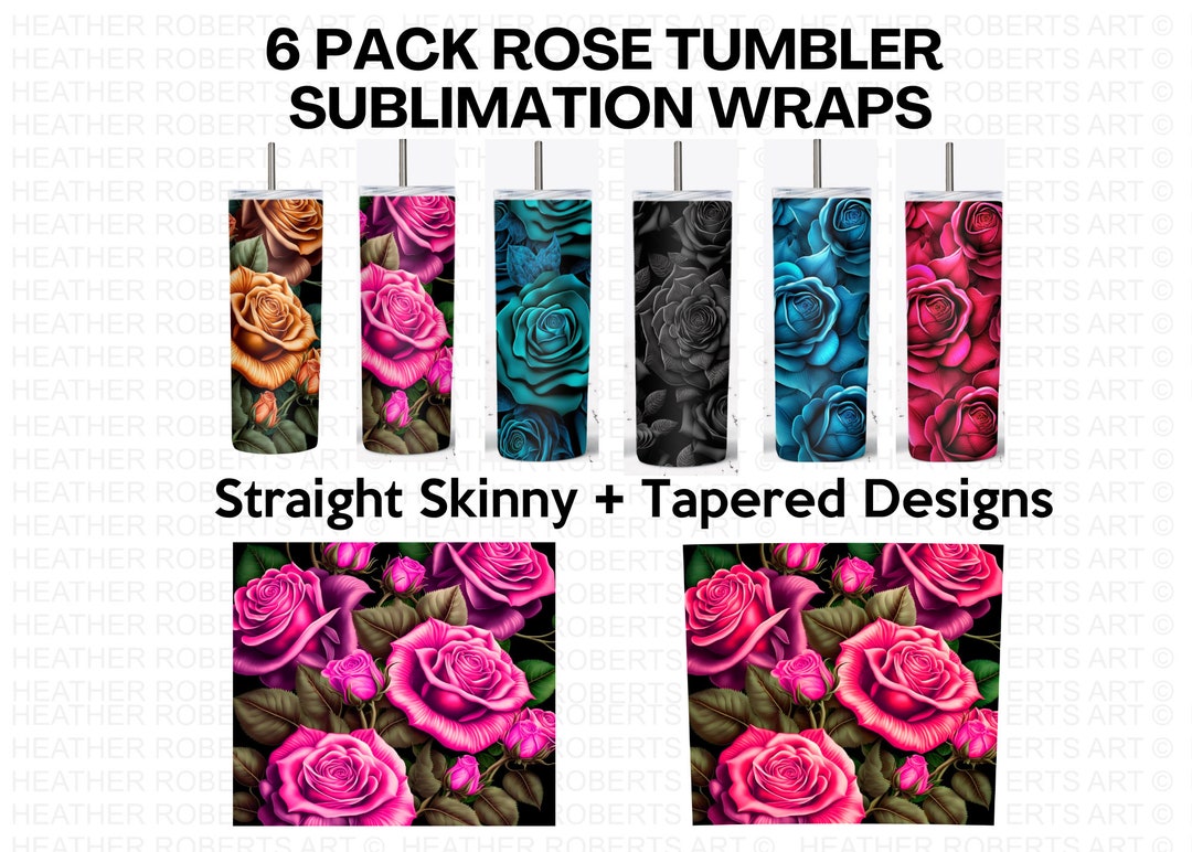 20 Oz Rose Skinny Tumbler Sublimation Wraps Bundle, Rose Designs PNG ...
