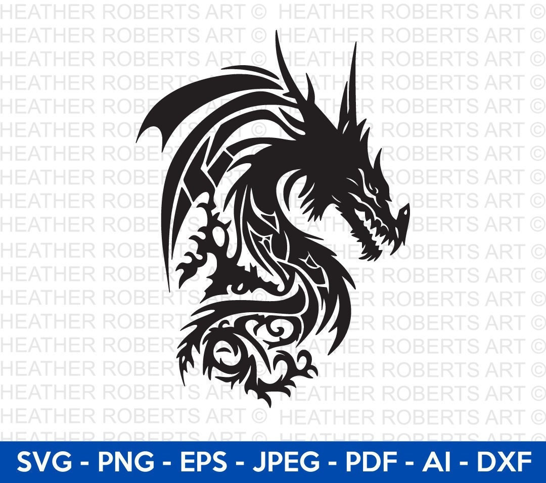 Dragon SVG Tribal Dragon SVG Dragon Tattoo Svg Dragon - Etsy Ireland