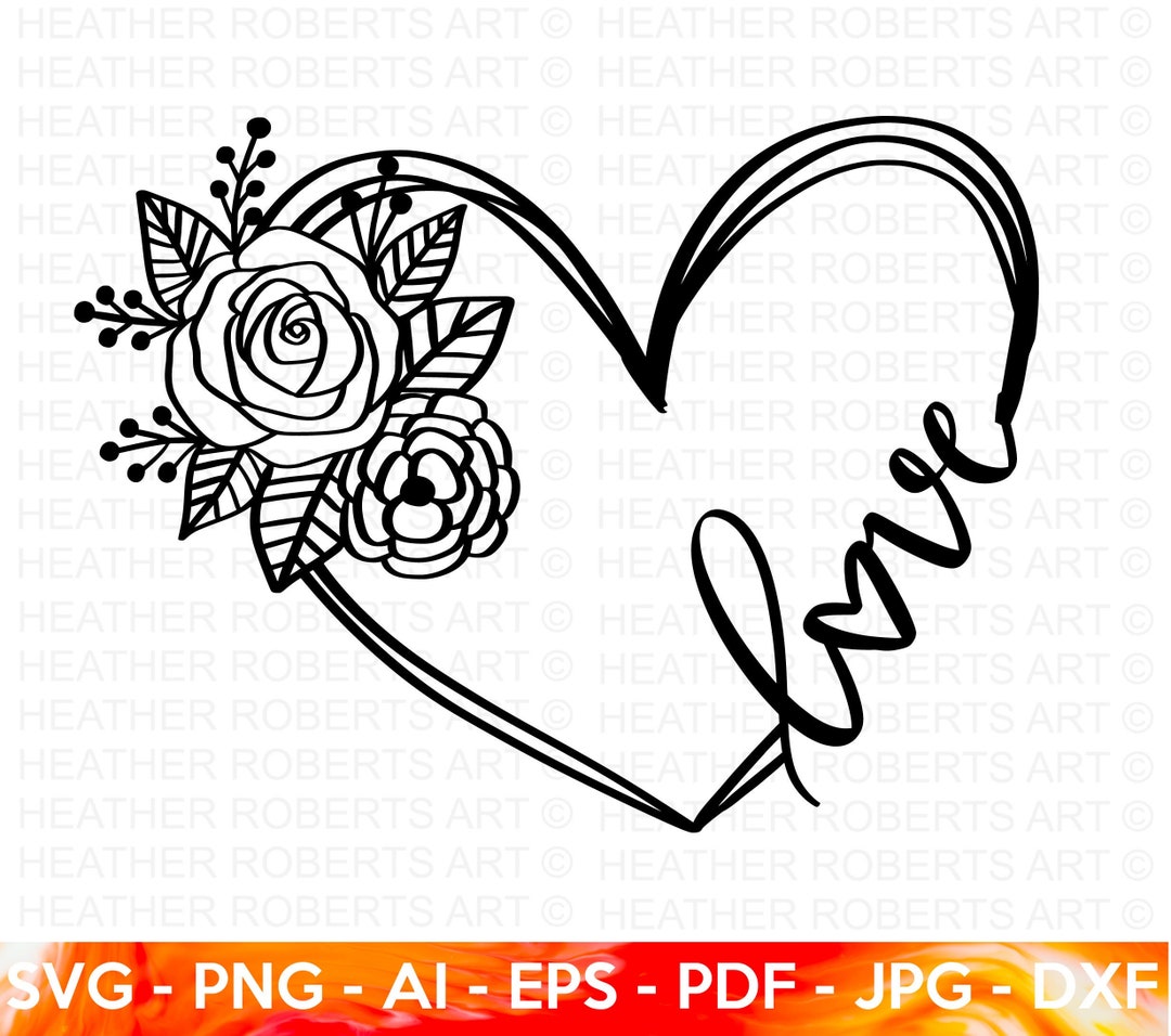 Love Floral Heart SVG: Valentine's Day Cut File (digital Download) - Etsy