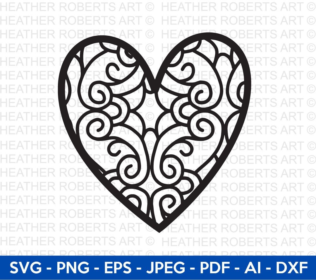 Fancy Pattern Heart Svg, Heart SVG, Hand-drawn Heart Svg, Valentine ...