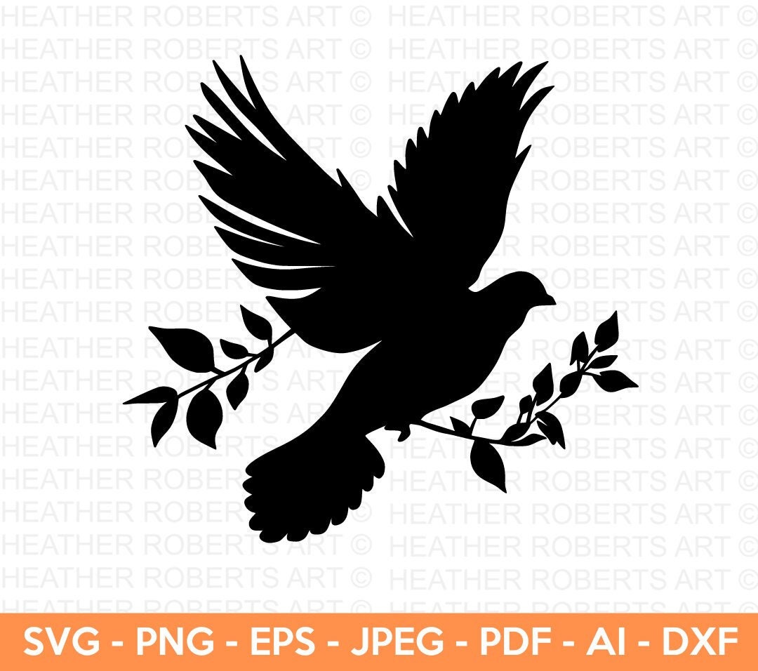 Dove SVG Clipart: Flying Bird With Olive Branch (digital Files) - Etsy