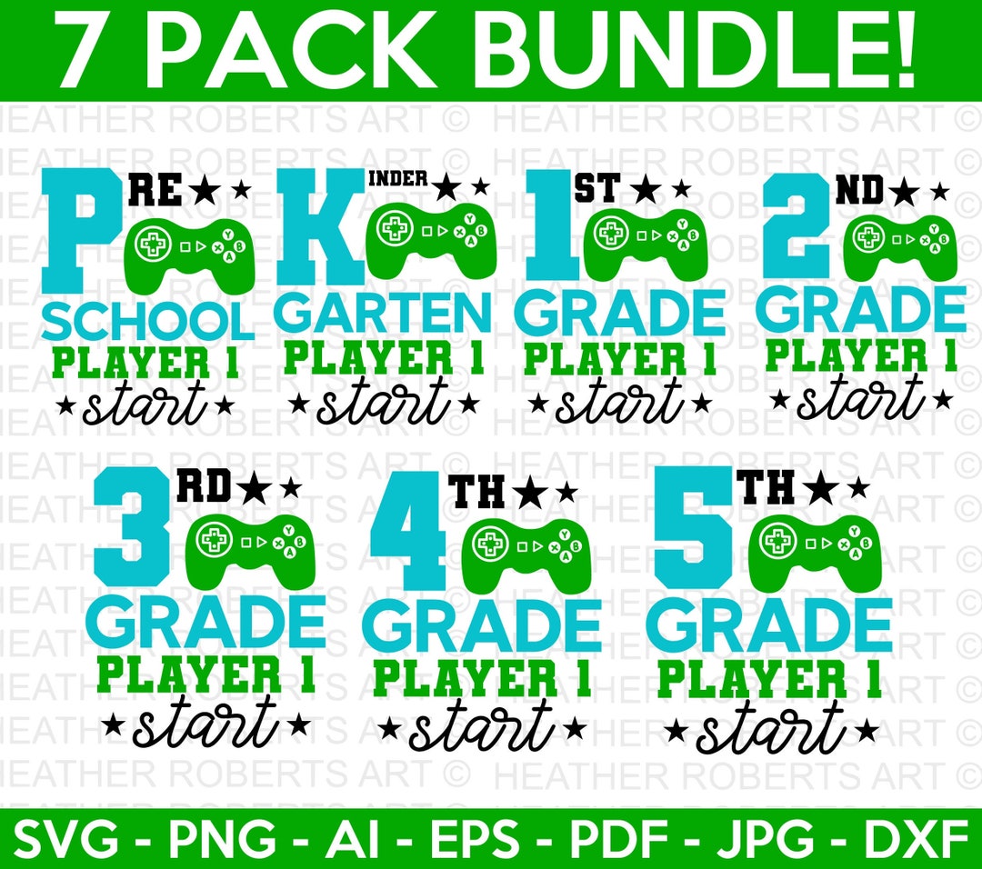 Gamer Grade Level SVG Bundle: Back to School Cut Files (digital ...
