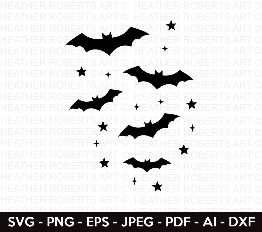 Bats and Stars SVG, Halloween SVG, Halloween Decors Svg, Halloween Bat ...