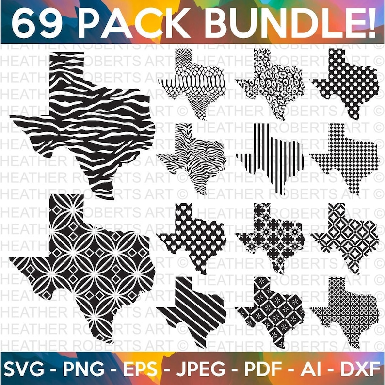 Texas SVG Design Bundle: State Shape Cut Files (69 Files) - Etsy