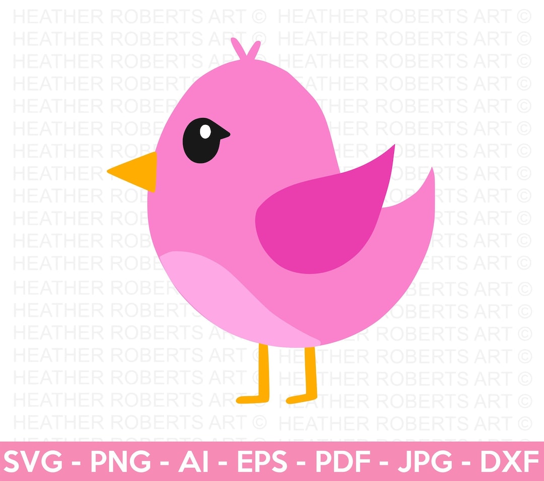 Pink Bird SVG, Bird SVG, Cute Bird Svg, Bird Clipart, Birds Decor, Cut ...