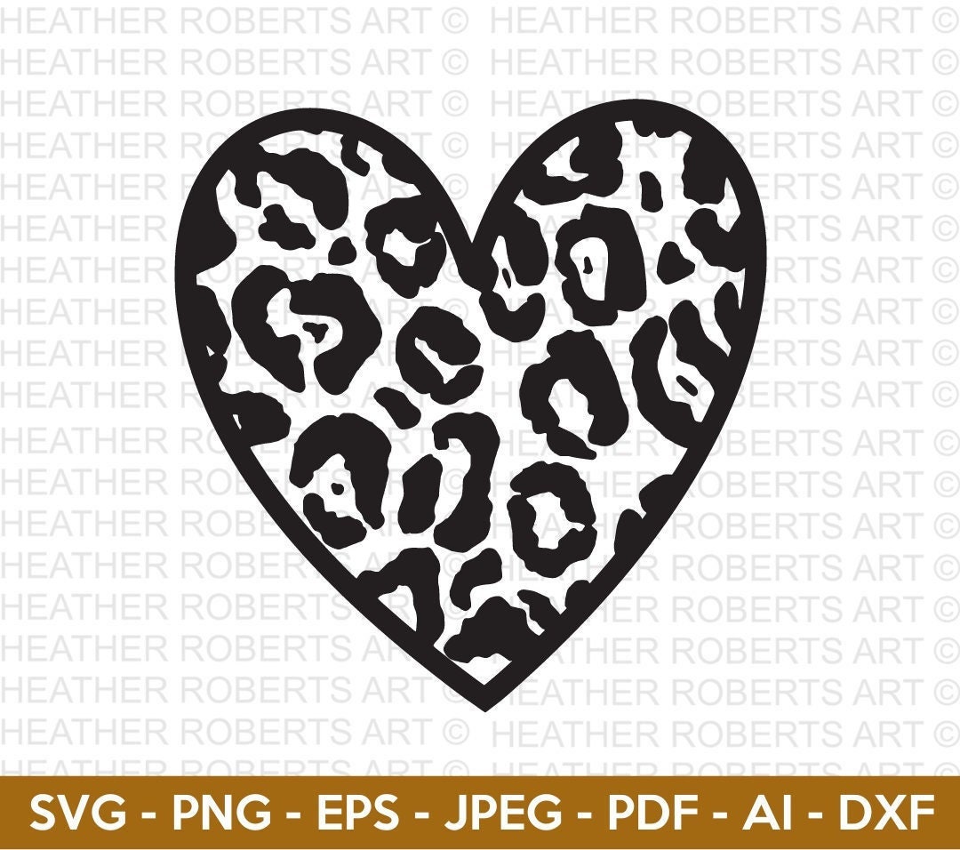 Leopard Pattern Heart Svg, Heart SVG, Hand-drawn Heart Svg, Valentine ...