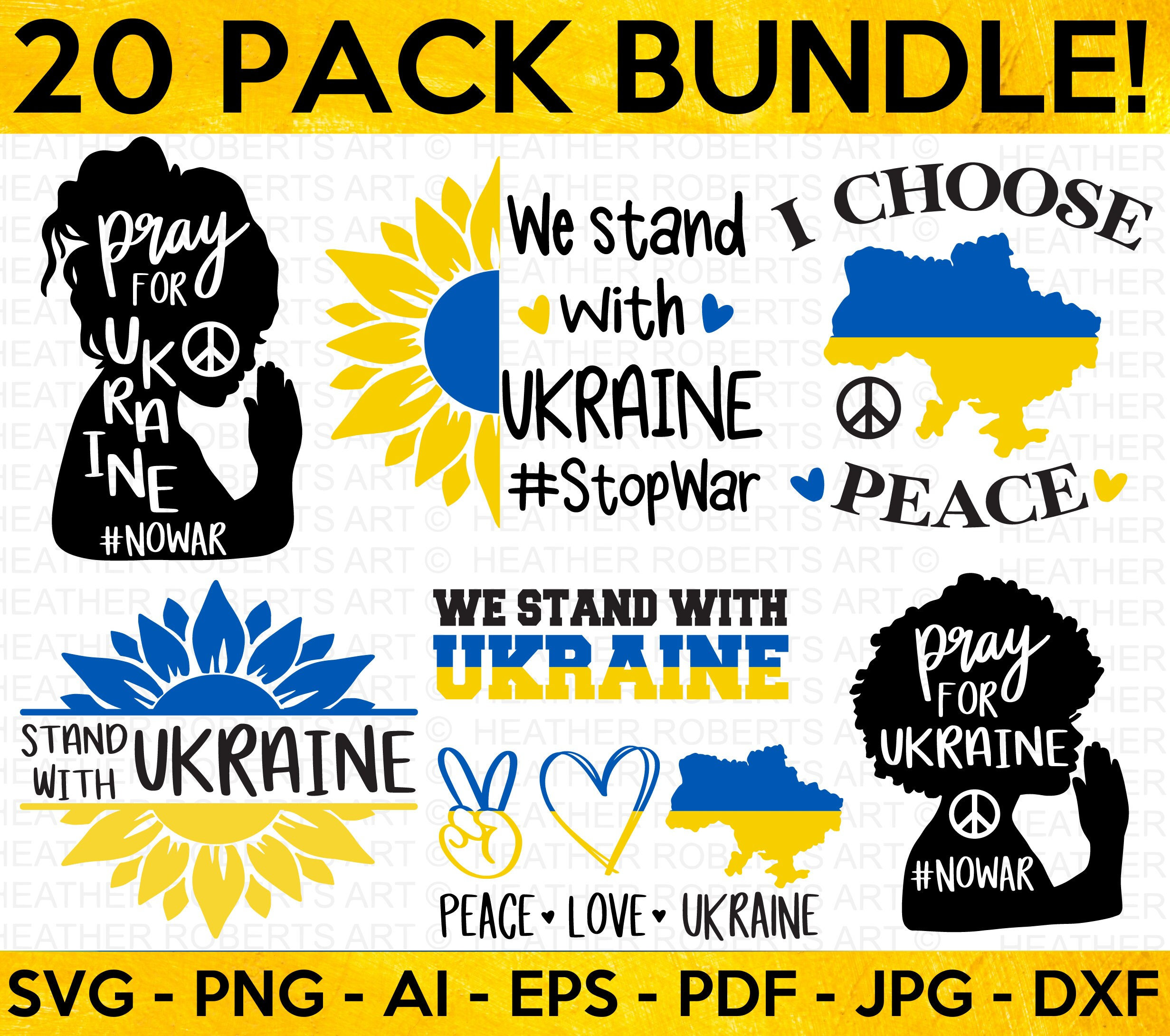 Ukraine SVG Bundle Stand With Ukraine Peace Love SVG Stop - Etsy