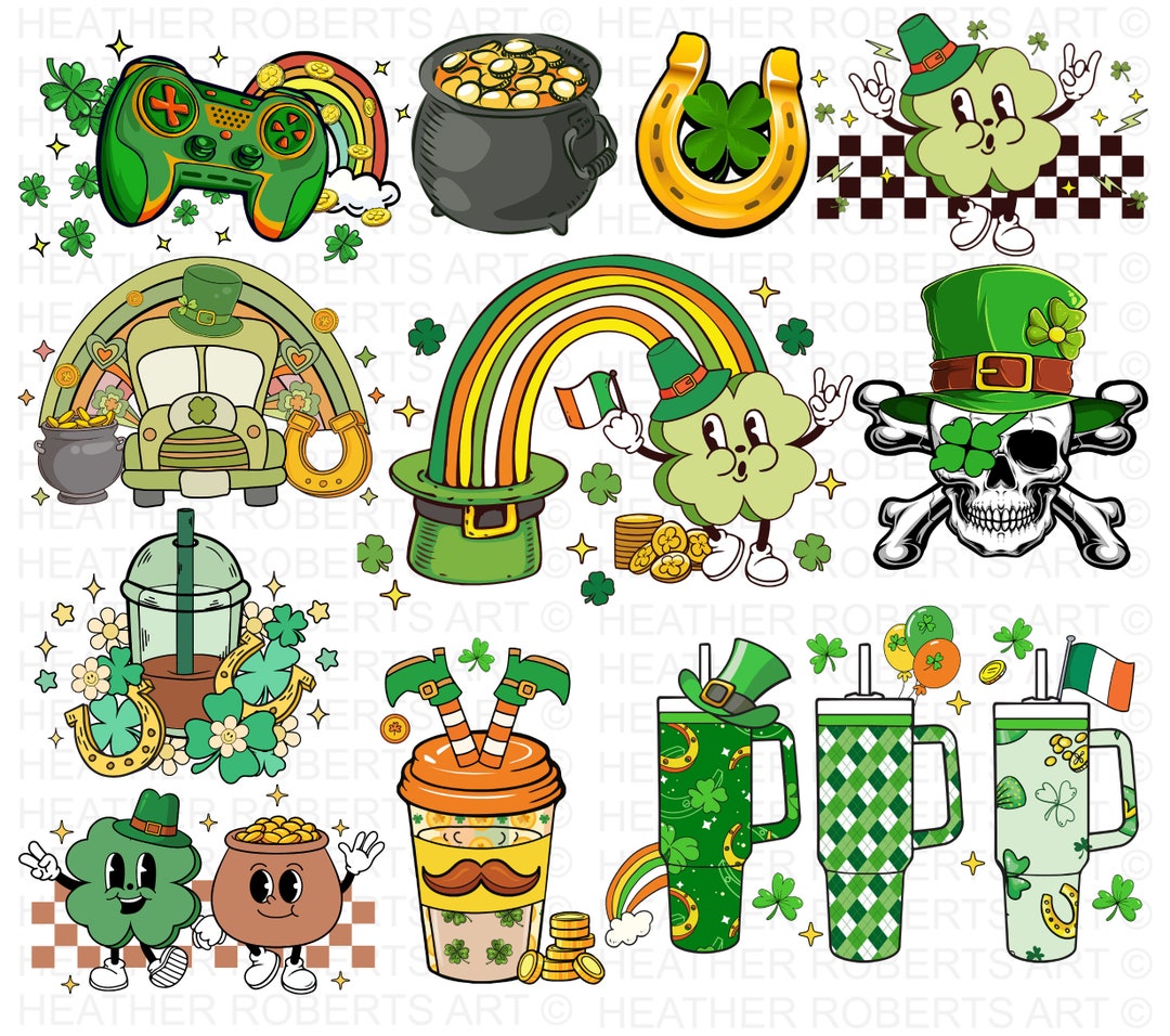 St. Patrick Clipart Set, St Patrick's Day Png, St Patrick Rainbow PNG ...