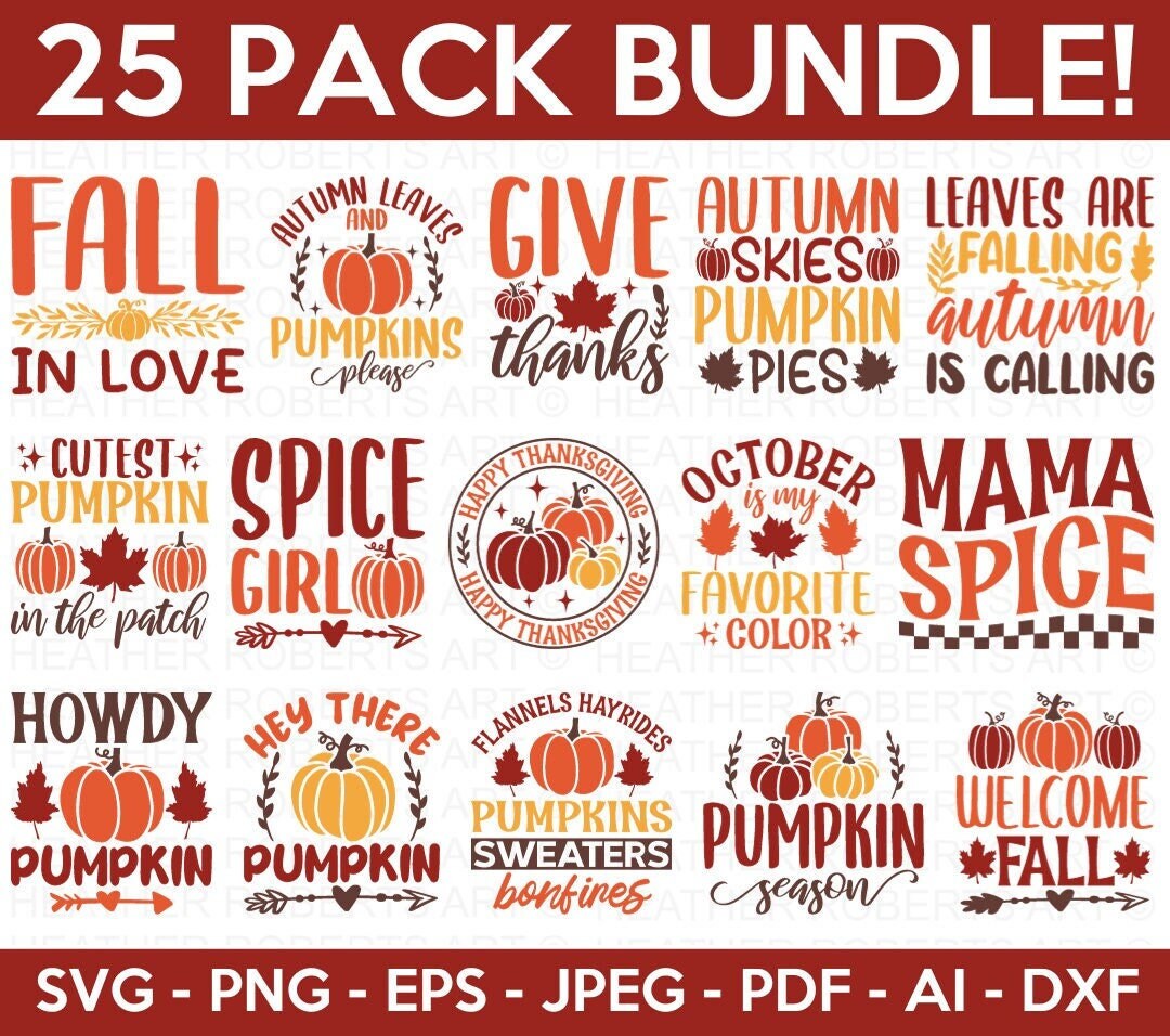 Autumn SVG Bundle, Fall SVG Bundle, Thanksgiving Svg, Fall Svg, Autumn ...