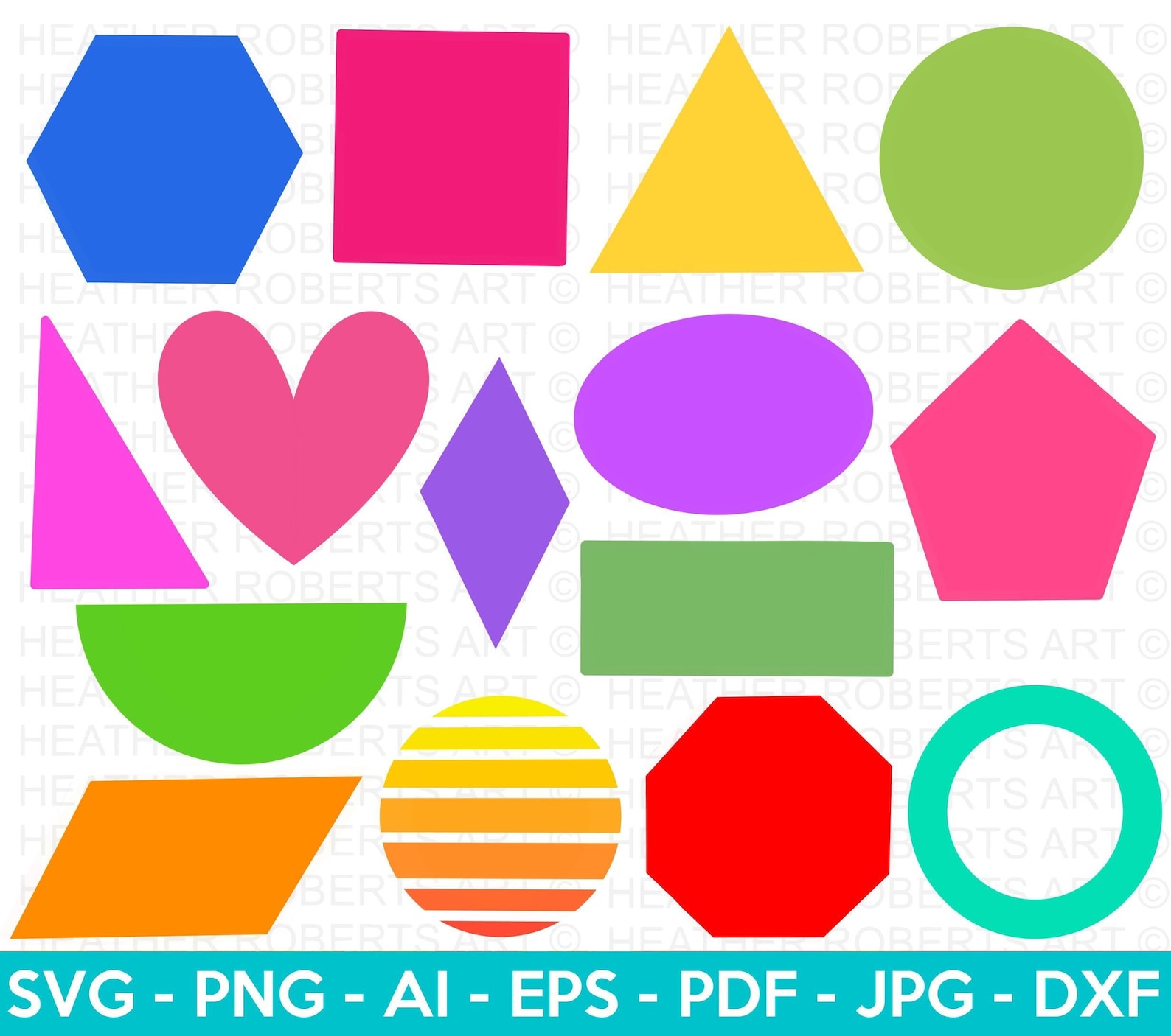 Basic Shapes SVG Bundle Colored Shapes SVG Back to School - Etsy
