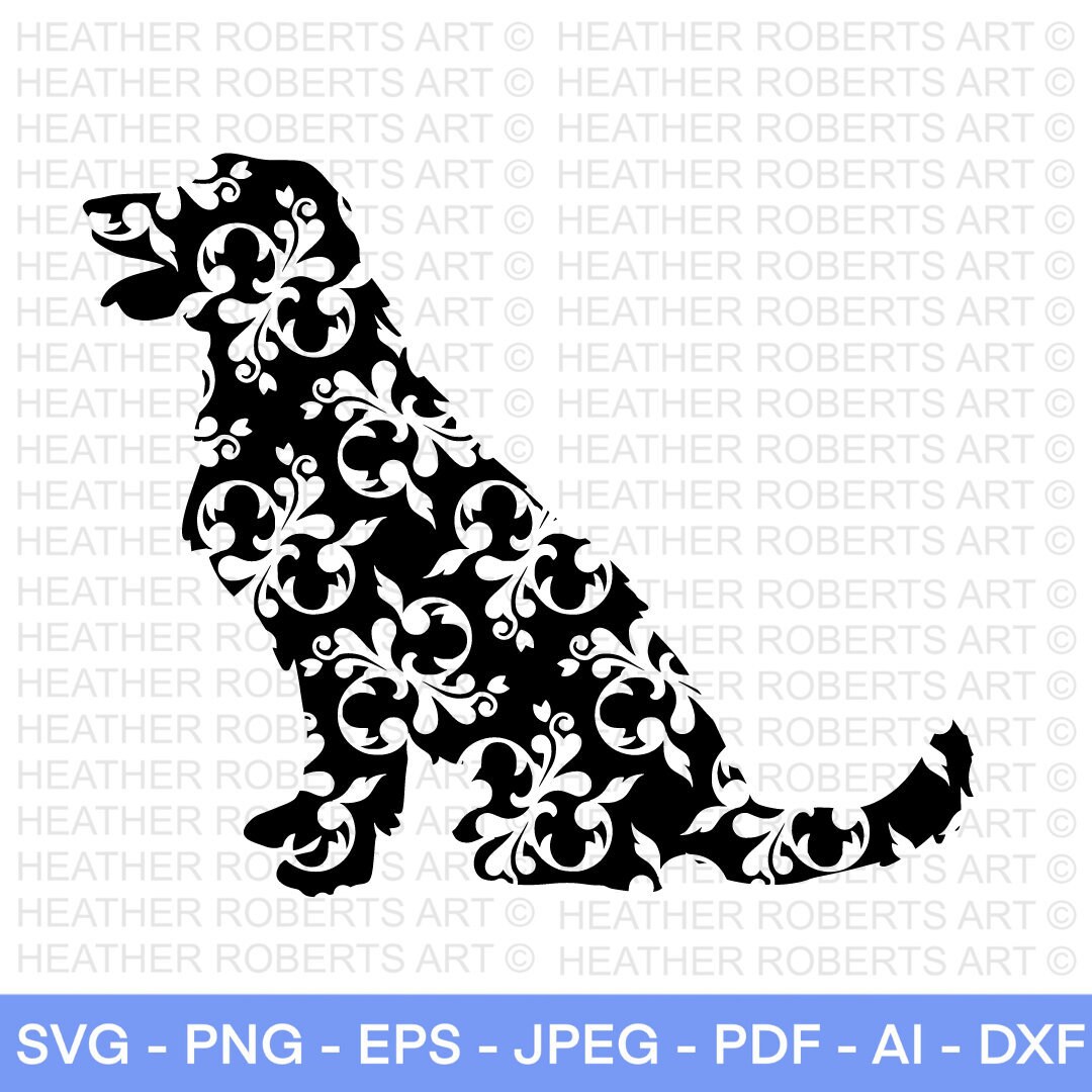 Dog SVG, Floral Dog SVG, Golden Retriever Svg, Flowers Svg, Dog Lover ...