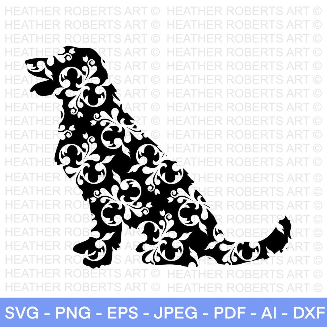 Dog SVG Floral Dog SVG Golden Retriever Svg Flowers Svg - Etsy