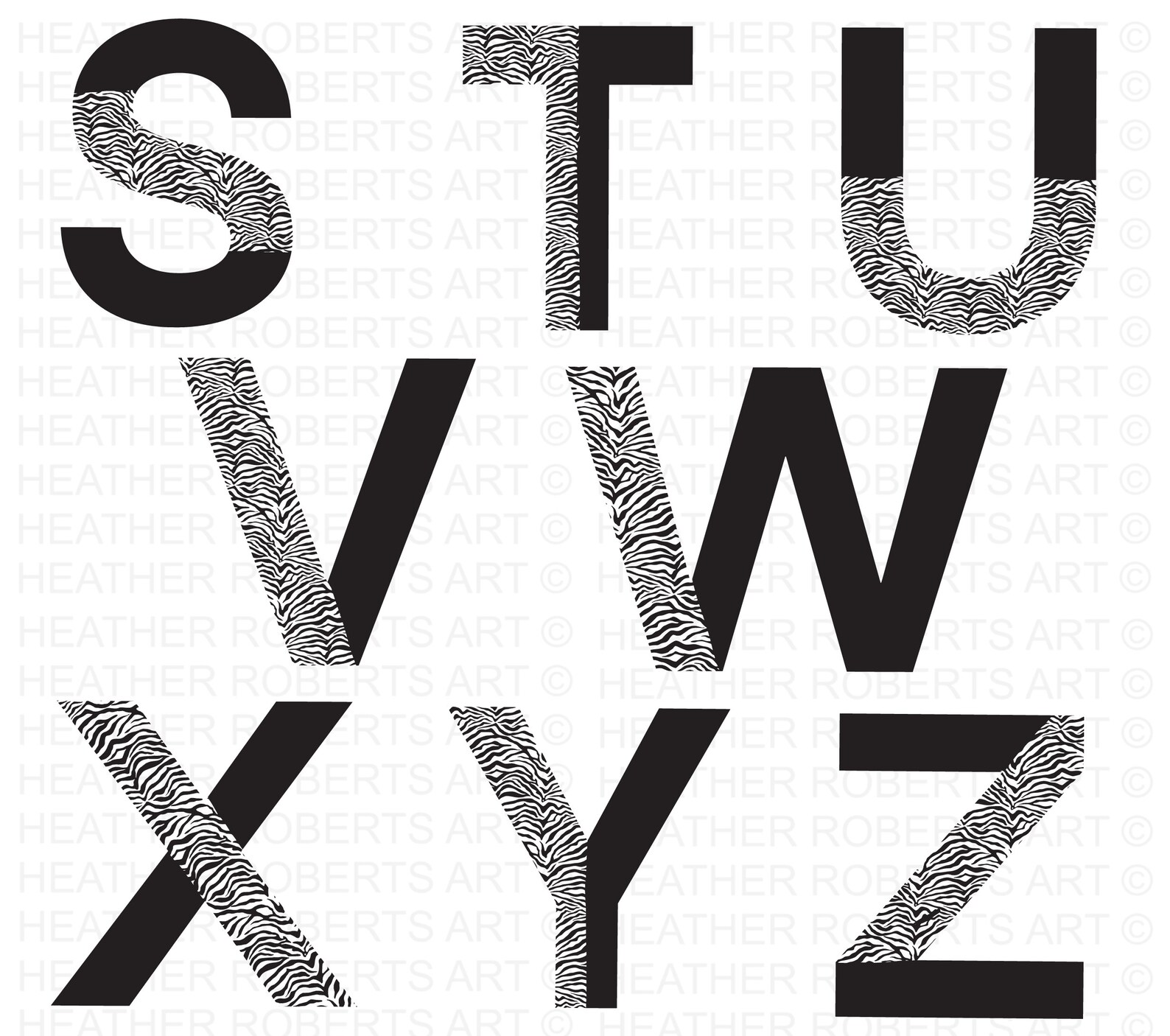 Zebra Monogram Alphabet and Numbers SVG Bundle Zebra Print - Etsy