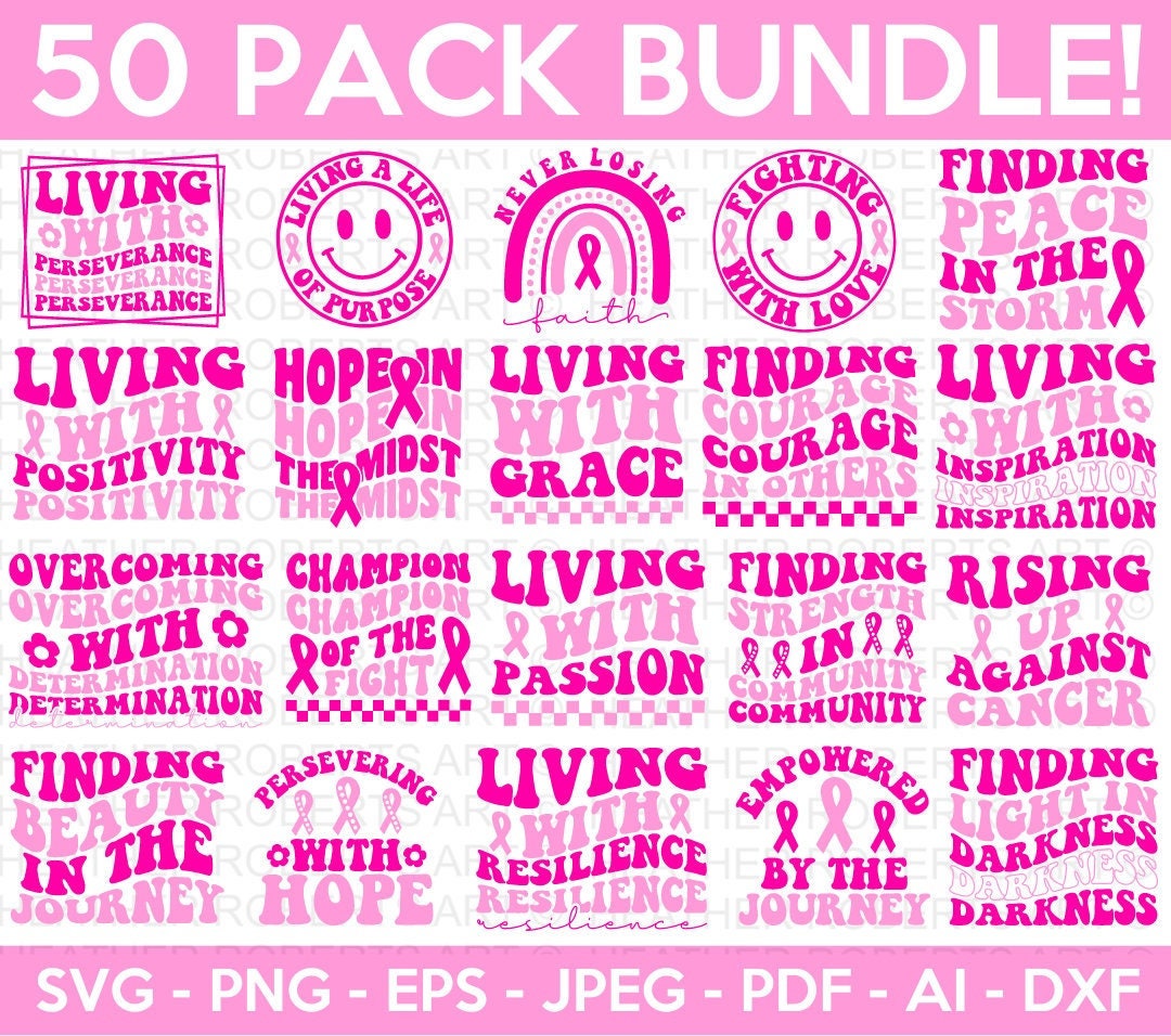 Retro Cancer Awareness SVG Bundle, Cancer SVG, Breast Cancer SVG ...