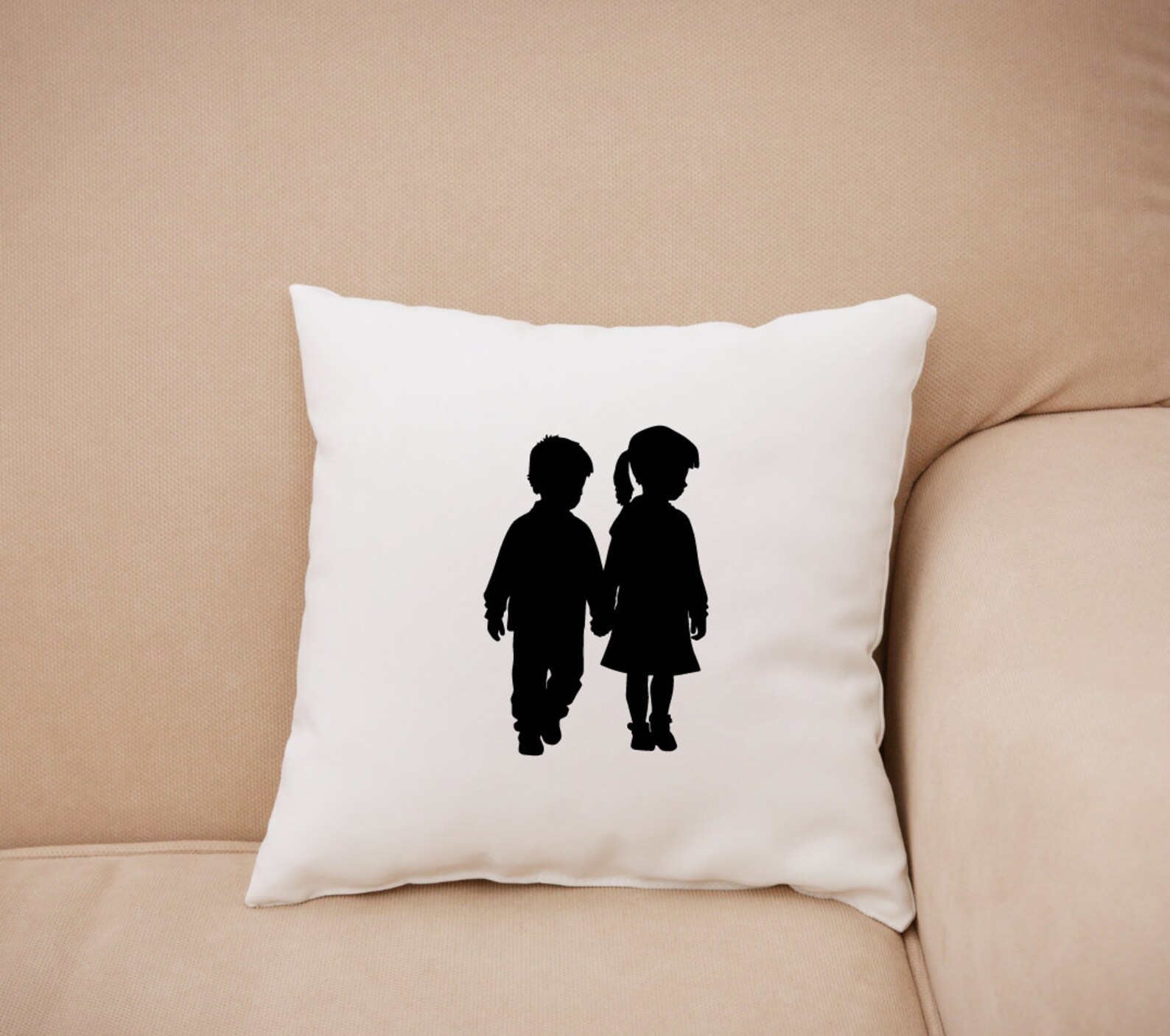 Children Silhouette SVG: Boy and Girl Sibling Cut File (digital ...