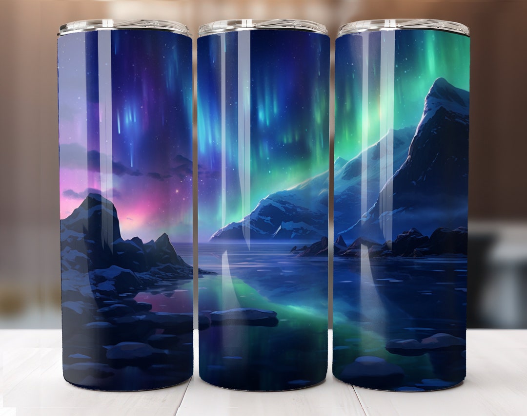 Aurora Borealis Tumbler Wrap: Northern Lights Sublimation Design (PNG ...