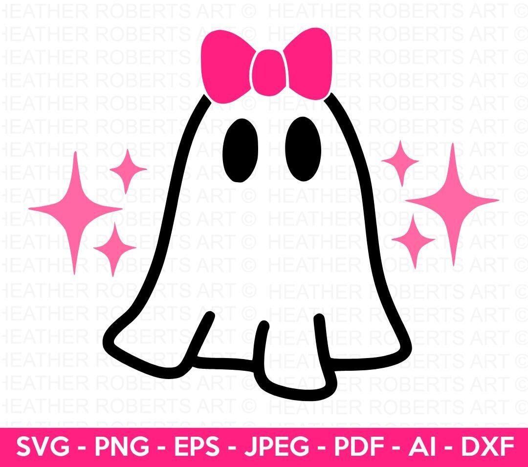 Ghost With Bow SVG: Halloween Clipart, Cut Files (digital Download) - Etsy