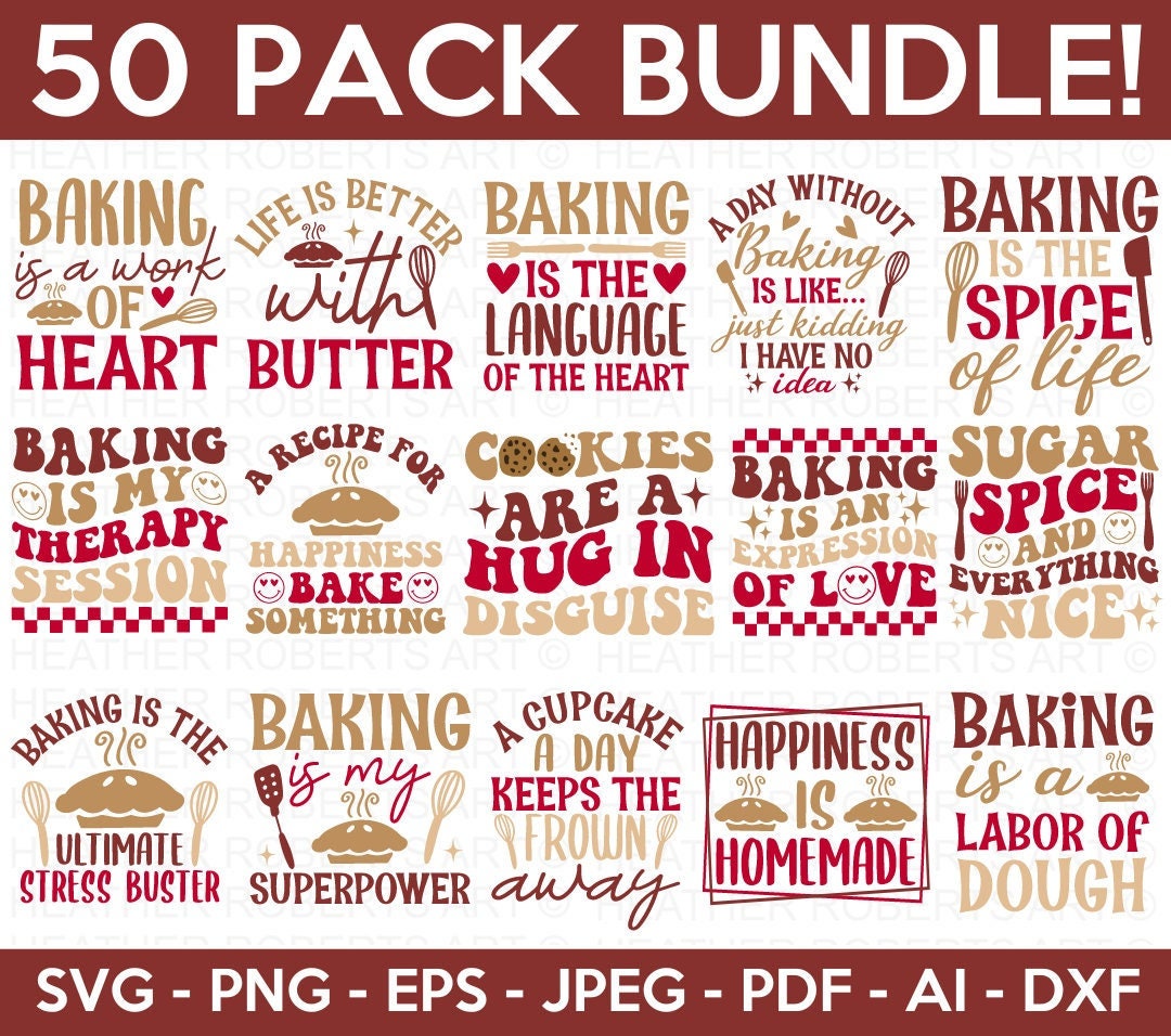 Baking Svg Bundle, Kitchen SVG Bundle, Baking Svg, Baking Quotes, Pies ...