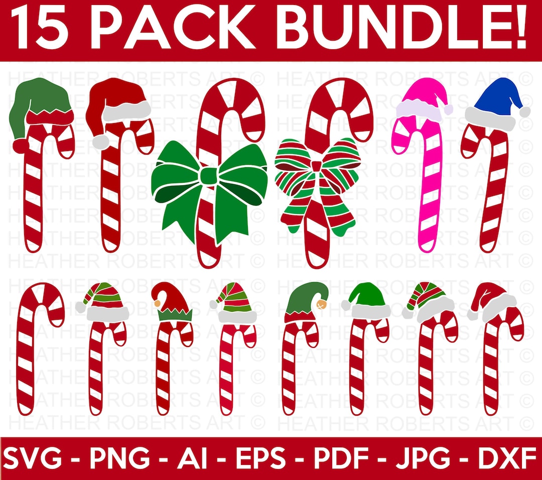 Christmas Candy Canes SVG Bundle, Candy Canes SVG, Candy Canes Clipart ...