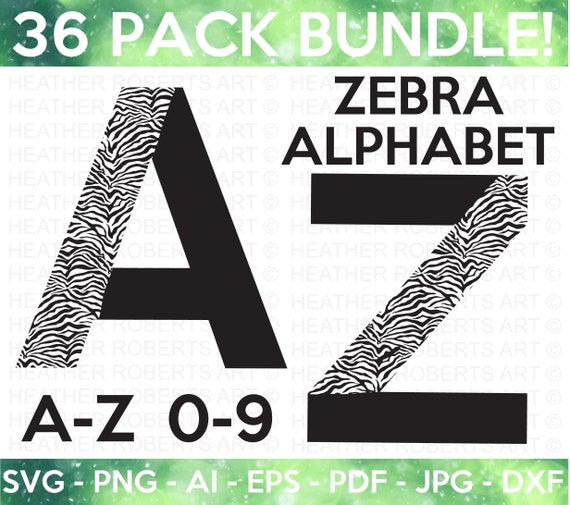 Zebra Monogram Alphabet and Numbers SVG Bundle Zebra Print - Etsy