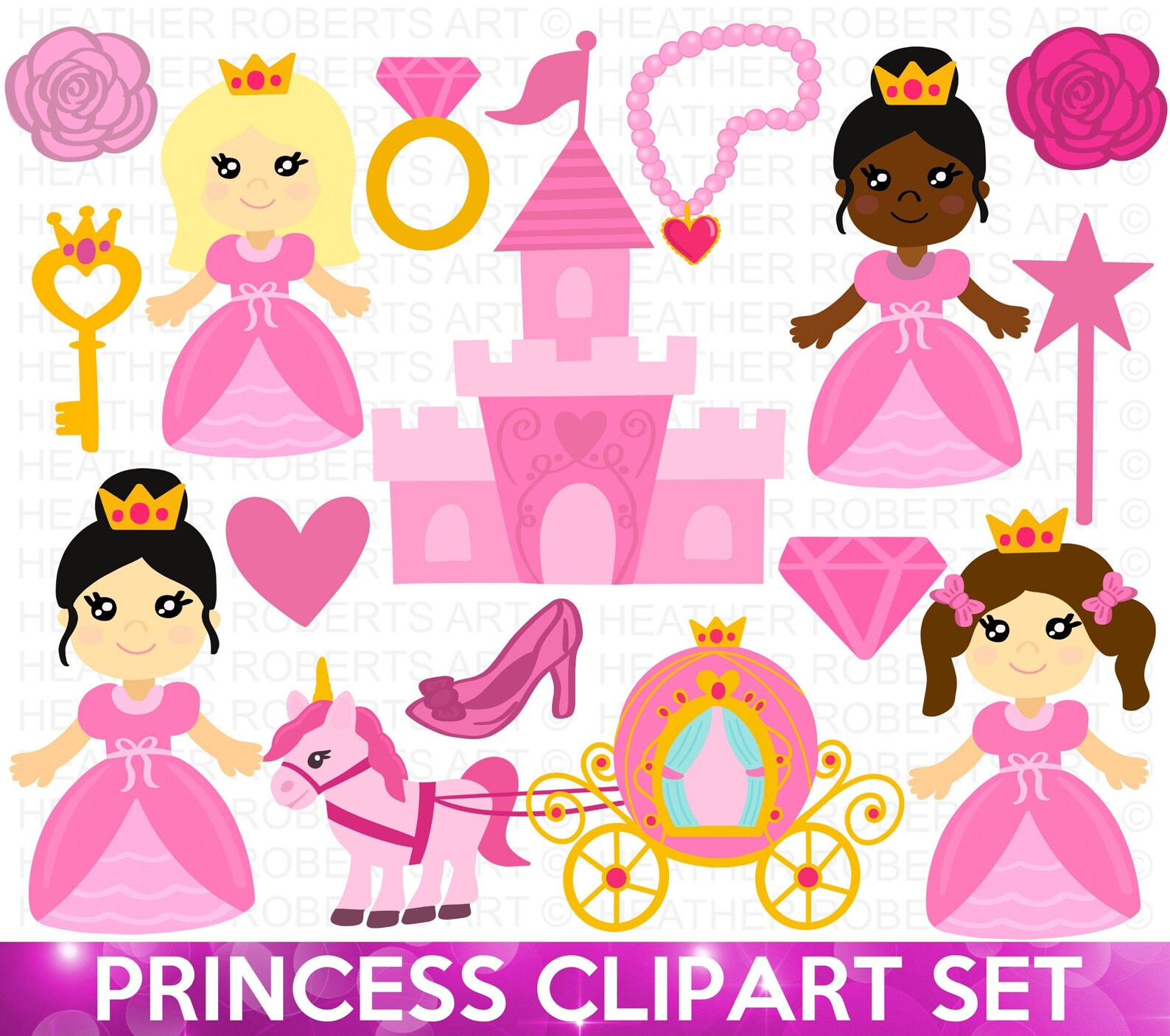 Princess Clipart Set Princess PNG Cute Princess Clipart Set - Etsy