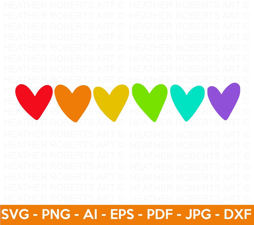 Rainbow Hearts Svg, Heart SVG, Pride Heart Svg, Valentine Heart Svg ...