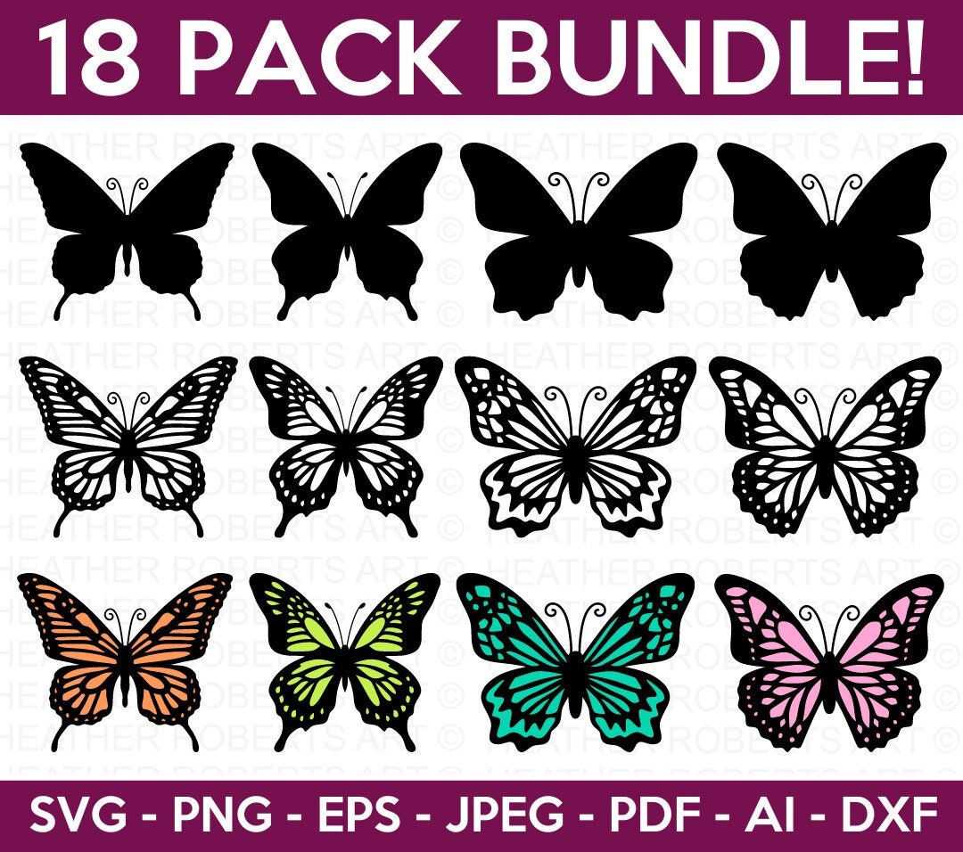 Butterfly Svg Bundle, Buttefly Svg, Doodle Butterfly Svg, Monarch ...