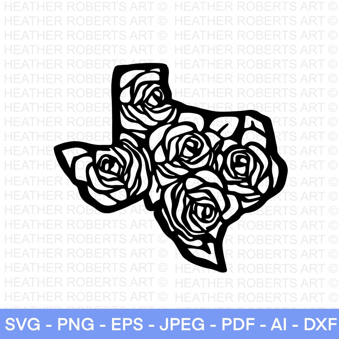 Texas Roses SVG: Wildflower State Shape Cut File (digital Download) - Etsy