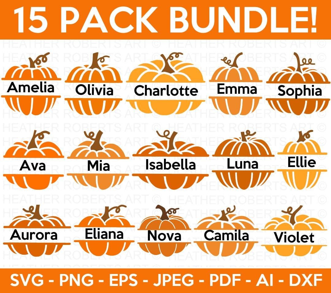 Pumpkin Monogram SVG Bundle, Pumpkin SVG, Pumpkin Vector, Halloween Svg ...