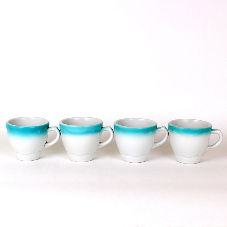4 Shenango China "aqua Wave" Pattern Coffee Mugs - Etsy