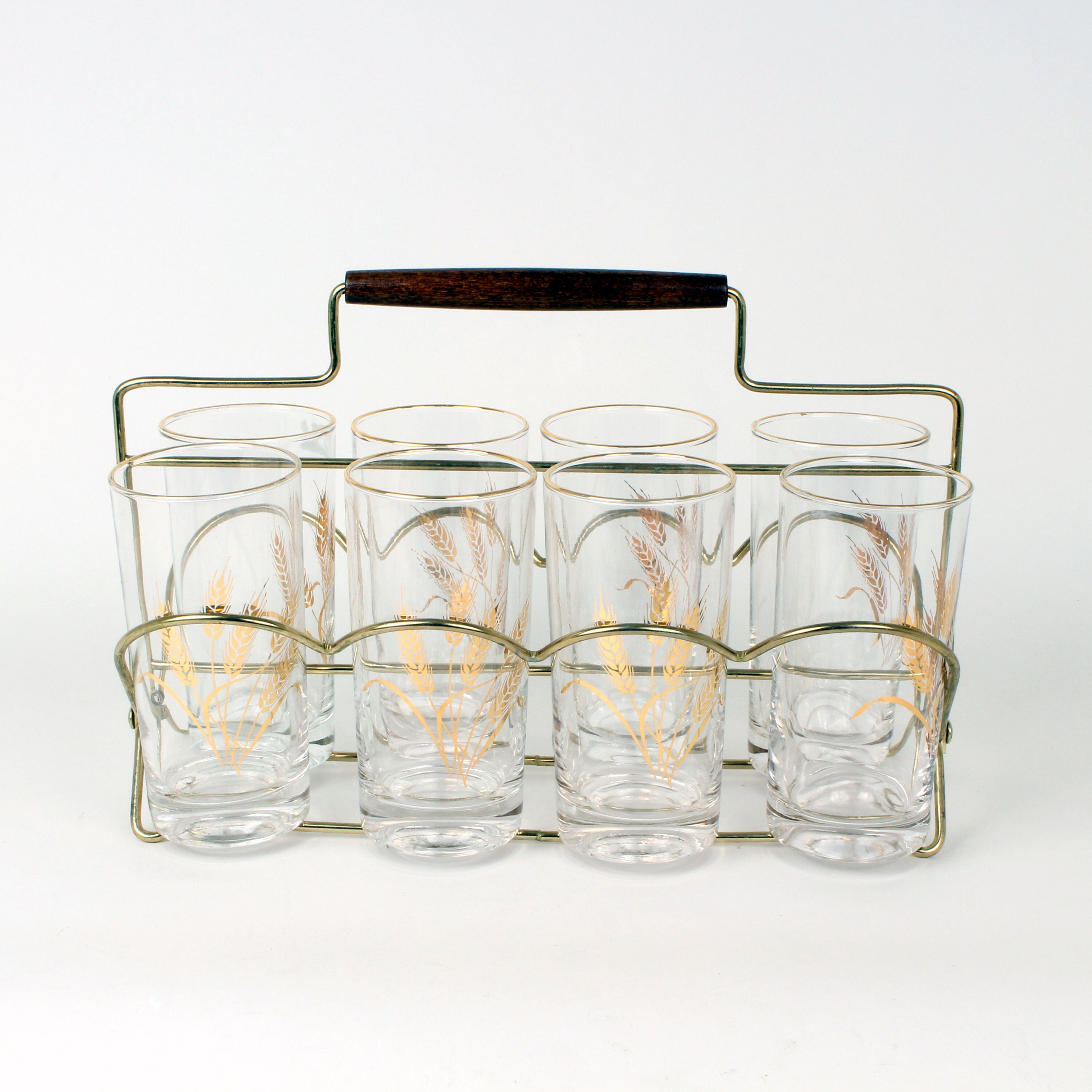 8 Homer Laughlin Golden Wheat Glasses in Holder - Etsy