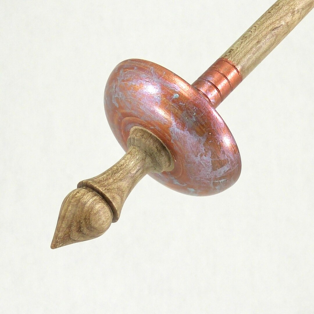 Natural Tip Tibetan Supported Spindle, Dyed Yellow Birch & Figured ...