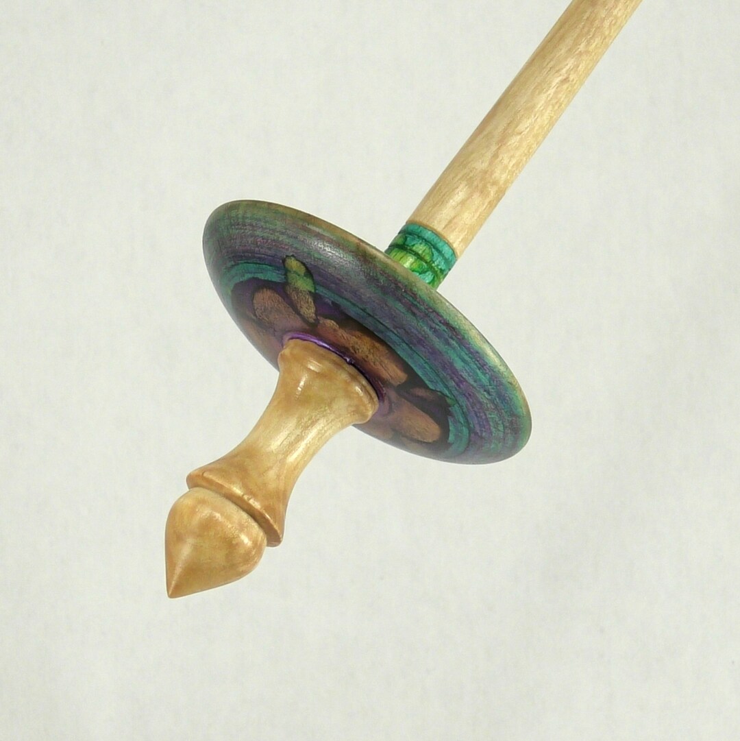 Natural Tip Tibetan Supported Spindle, Dyed Figured Maple, Yarn ...