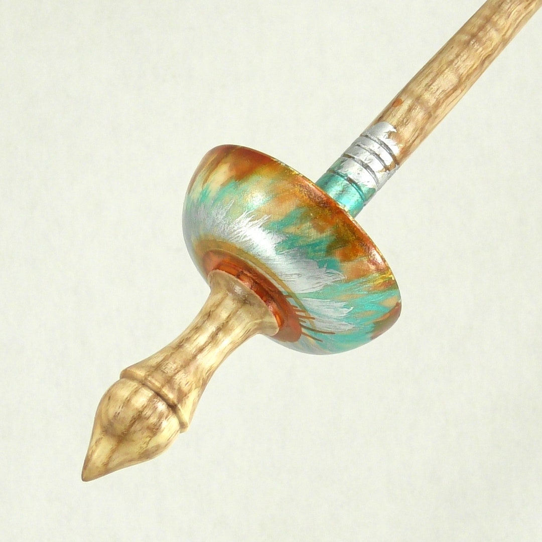 Natural Tip Tibetan Supported Spindle, Dyed Beech & Figured Ash, Yarn ...