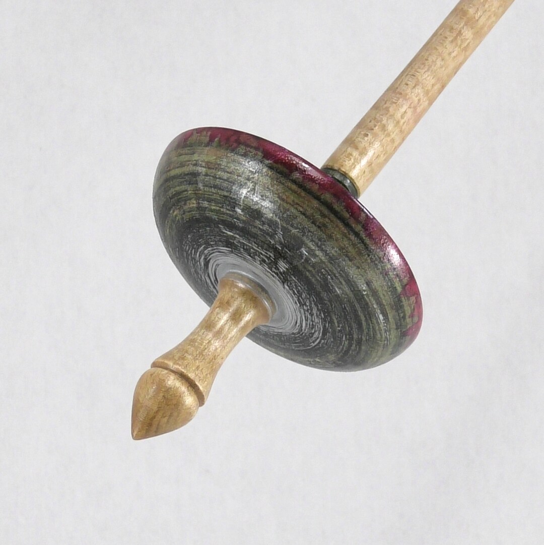 Natural Tip Tibetan Supported Spindle, Dyed Figured Maple, Yarn ...