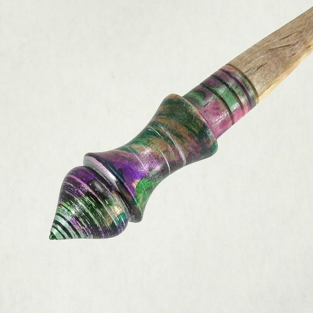 Brass Tipped Russian Support Spindle, Dyed Figured Maple, Yarn Spindles ...
