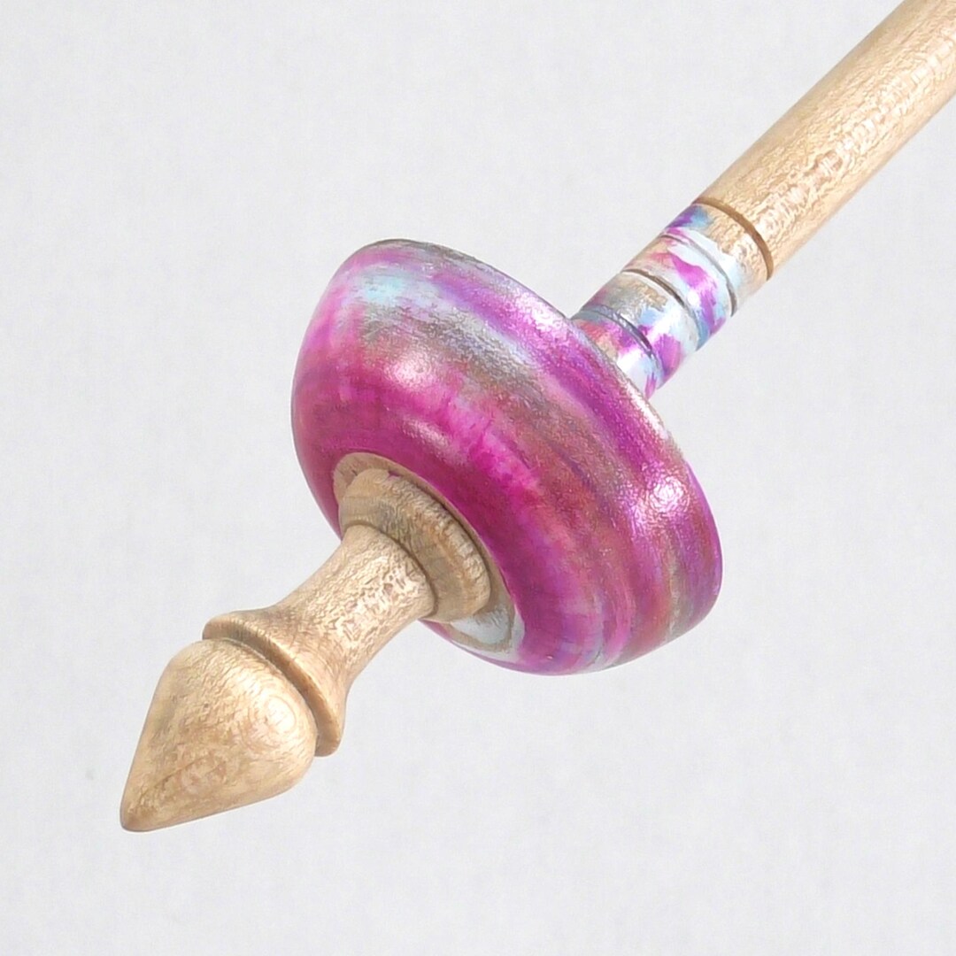 Natural Tip Tibetan Supported Spindle, Dyed Yellow Birch & Sugar Maple ...