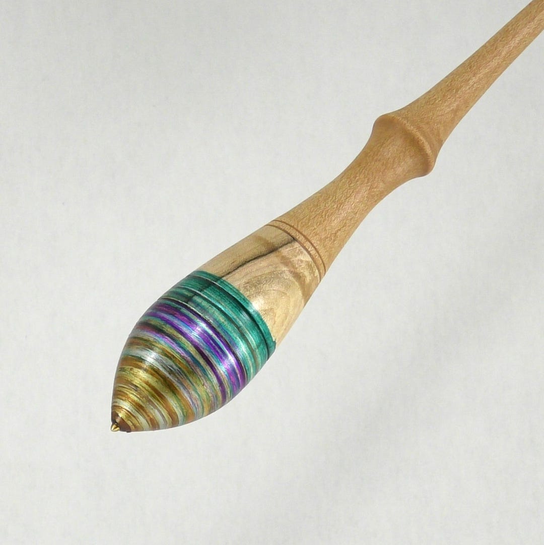 Brass Tipped Ladakh Phang Support Spindle, Dyed Spalted Maple, Yarn ...